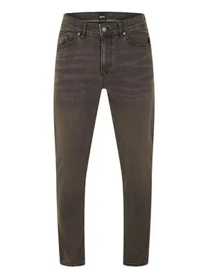 Hugo Boss Charcoal Washed Slim Straight Jeans - Grey