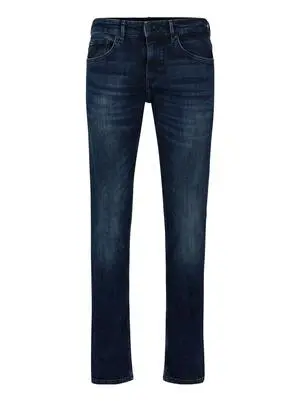 Hugo Boss Dark Blue Wash Slim Straight Leg Jeans - Black