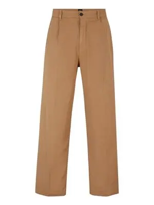 Hugo Boss Hugo Pleated Wide-leg Trousers - Brown