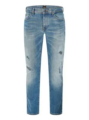 Hugo Boss Distressed Straight Leg Jeans - Blue