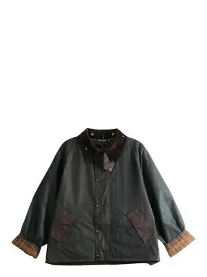 Barbour BARBOUR Plaid Panel Waxed Cropped Jacket Black