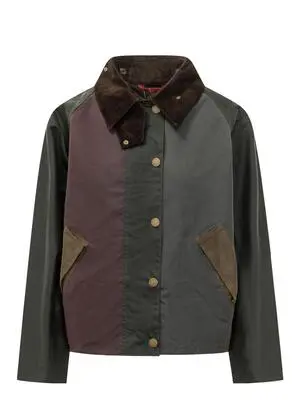 Barbour Colourblock Waxed Cropped Field Jacket - Black