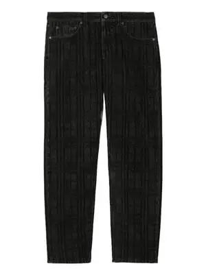 Burberry Check Flocked Straight Leg Jeans - Black