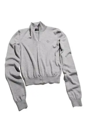Gucci Embroidered Zip Knitwear Jacket - Light Gray
