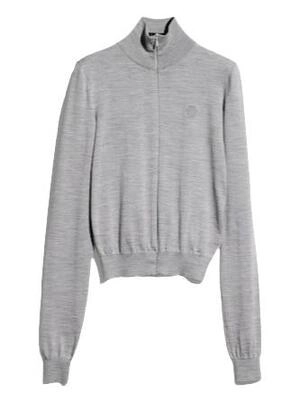 Gucci Embroidered Zip Knitwear Jacket - Light Gray