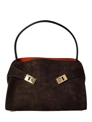 FERRAGAMO Solid Color Top Handle Bag - Black