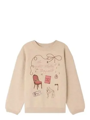 Bonpoint Tayla Sweatshirt With Embroidered Theatre Motif - Light Brown