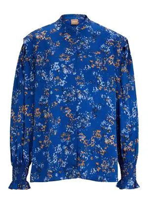 Hugo Boss Cobalt Floral Print Blouse - Blue