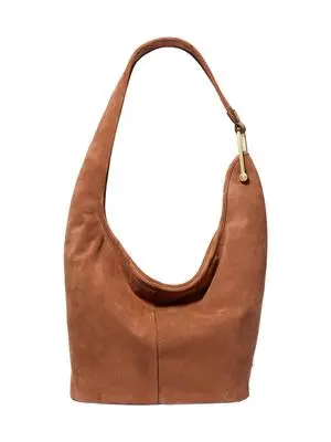 Michael Kors Suede Shoulder Bag With Gold Tone Hardware - Brown