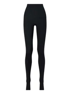 Bottega Veneta Logo-embroidered Knitted Wool Leggings - Black