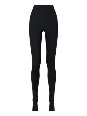 Bottega Veneta Logo-embroidered Knitted Wool Leggings - Black