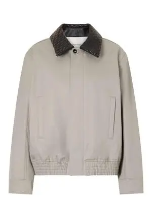 Bottega Veneta Intrecciato Leather-trimmed Cotton Jacket - Gray