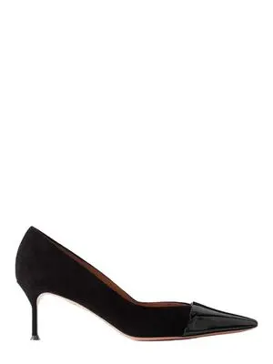 AQUAZZURA Orbit Pump 65 Patent Leather-trimmed Suede Pumps - Black