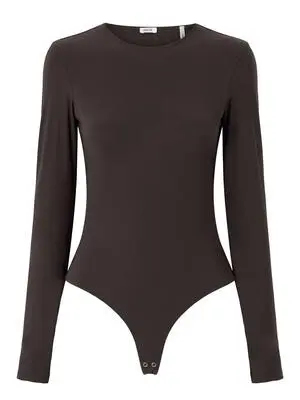 AGOLDE AGOLDE Aura Stretch-Jersey Thong Bodysuit Chocolate
