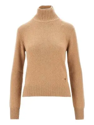 AMI Paris Cashmere Turtleneck Sweater - Beige