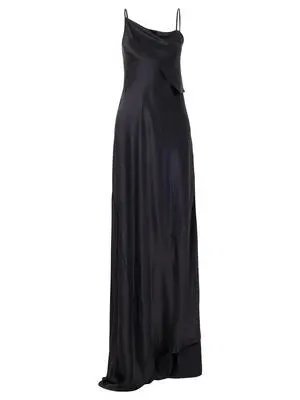 ANN DEMEULEMEESTER Silk-satin Maxi Dress - Black