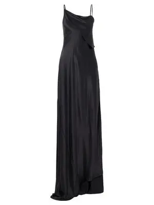 ANN DEMEULEMEESTER Silk-satin Maxi Dress - Black