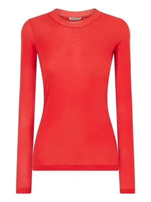 Auralee Ribbed Cotton-jersey T-shirt - Red