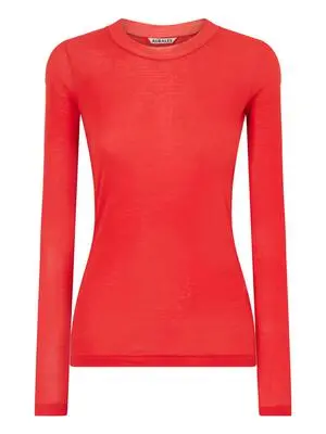 Auralee Ribbed Cotton-jersey T-shirt - Red