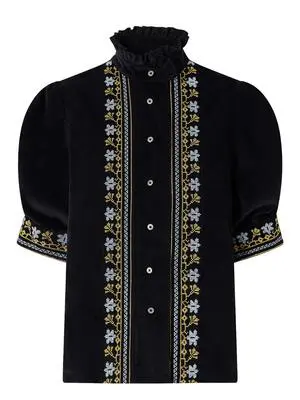 Thierry Colson Embroidered Blouse - Black