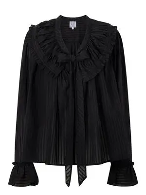 THIERRY COLSON Thierry Colson Dauphine Ruffled Striped Blouse