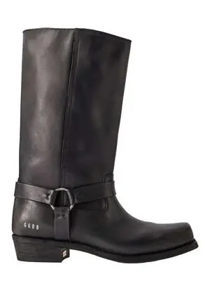 GOLDEN GOOSE Distressed Leather Knee-high Boots - Black