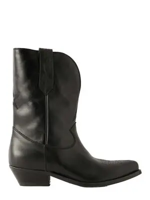 GOLDEN GOOSE Wish Star Embroidered Leather Ankle Boots - Black