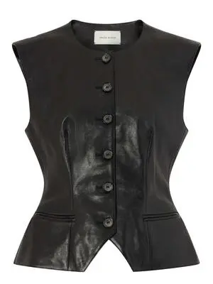 Magda Butrym Cropped Leather Vest - Black