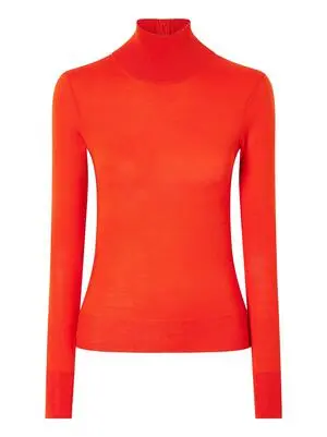 Carolina Herrera Wool And Silk-blend Turtleneck Sweater - Red