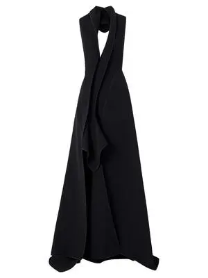 Maticevski Halterneck Draped Crepe Gown - Black