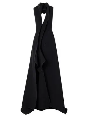 Maticevski Halterneck Draped Crepe Gown - Black