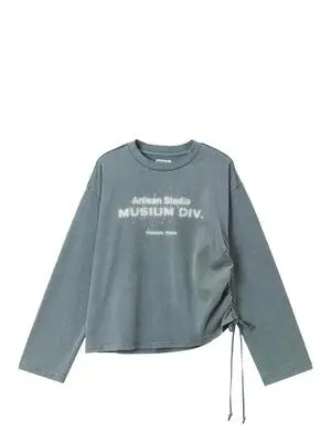 MUSIUM DIV. Logo-print Ruched Cotton T-shirt - Grey