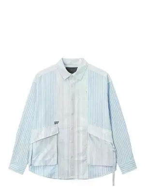 MUSIUM DIV. Patchwork Striped Shirt - Blue