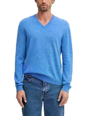 BENETTON V-neck Long Sleeve Jumper - Blue