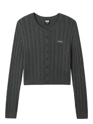 FINGERCROXX Fingercroxx Cable-Knit Logo Patch Cardigan