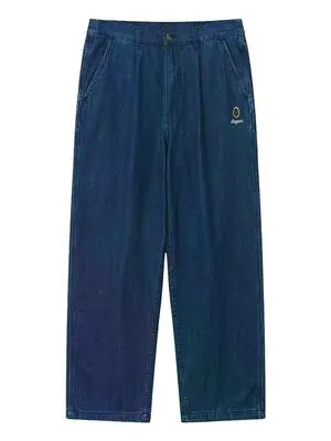 FINGERCROXX FINGERCROXX Logo Embroidered Pleated Jeans