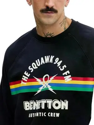 BENETTON X Stranger Things Rainbow Stripe Crewneck Sweatshirt - Blue