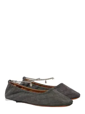 Stella McCartney Quilted Ankle-chain Ballerina Flats - Grey