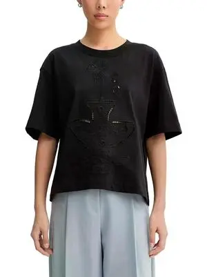 Munthe Embroidered Cut-out T-shirt - Black
