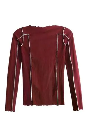 BASERANGE Tomato Contrast-stitch Long Sleeve T-shirt - Red