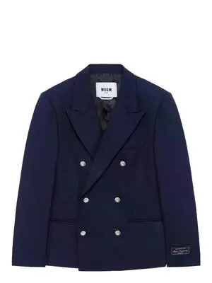 MSGM Double-breasted Peak-lapel Jacket - Blue