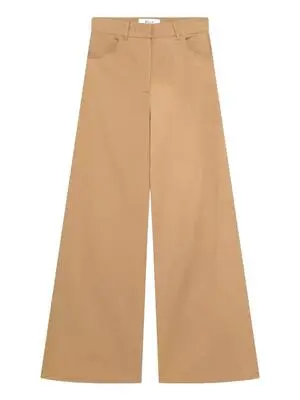 MSGM Logo Patch Wide-leg Trousers - Neutrals