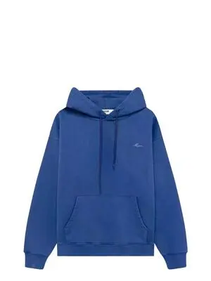 MSGM Embroidered Logo Drawstring Hoodie - Blue