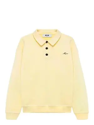 MSGM Logo Embroidered Polo Top - Yellow