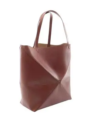 Loewe Loewe Large Calfskin Puzzle Fold Tote Bag Brown
