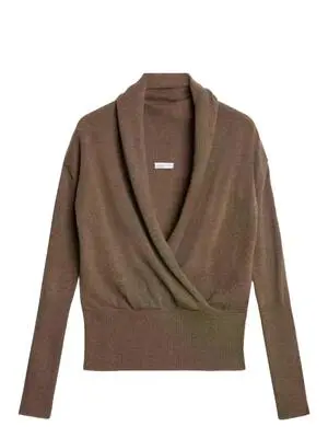 7 For All Mankind 7 For All Mankind Wrap V-Neck Sweater Brown