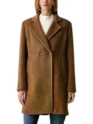 FRACOMINA Double-breasted Textured Coat - Brown