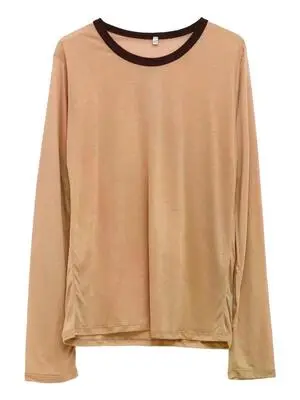 BASERANGE Contrast Trim Long Sleeve T-shirt - Neutrals
