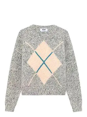 MSGM MSGM Argyle Pattern Marl-Knit Sweater