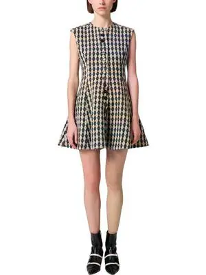 MSGM MSGM Argyle Pattern Button-Front Dress